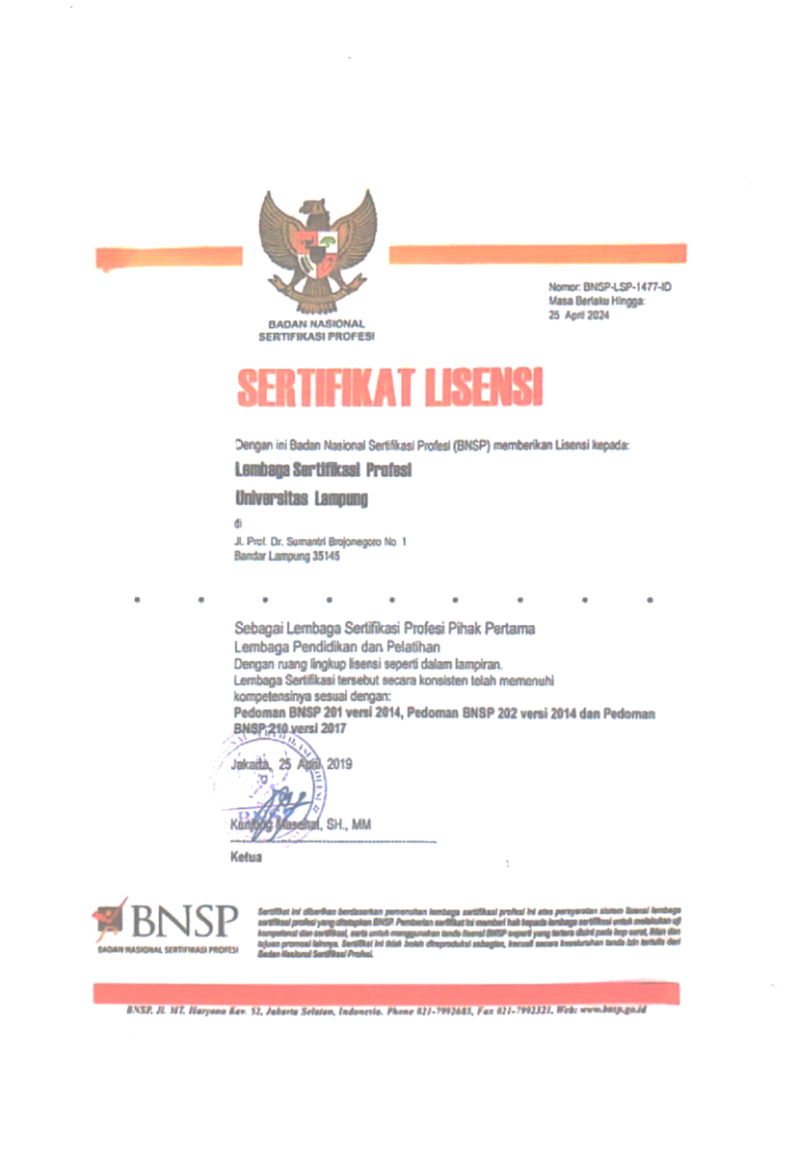 Lisensi LSP – LSP Universitas Lampung